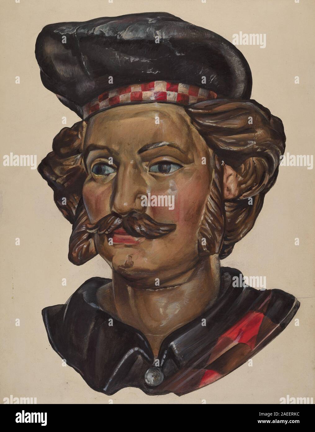 Depicts a wooden Scotchman around 1937, showing carved figure, attire ...