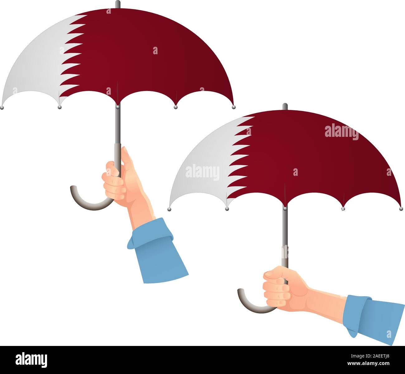 Qatar flag umbrella. Social security concept. National flag of Qatar ...