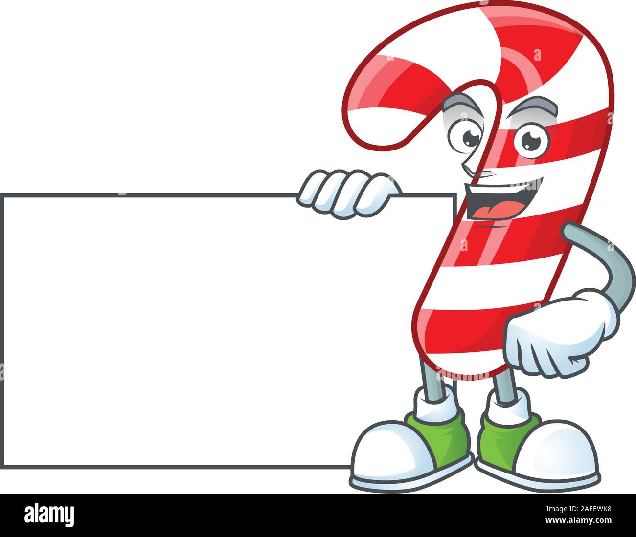 Christmas candy cane cute cartoon character with a board Stock Vector ...