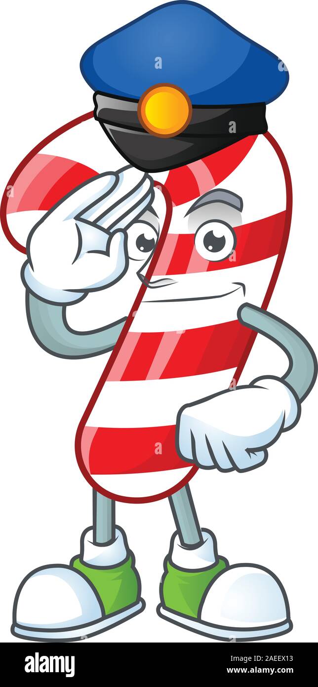 Christmas candy cane Cartoon character dressed as a Police officer ...