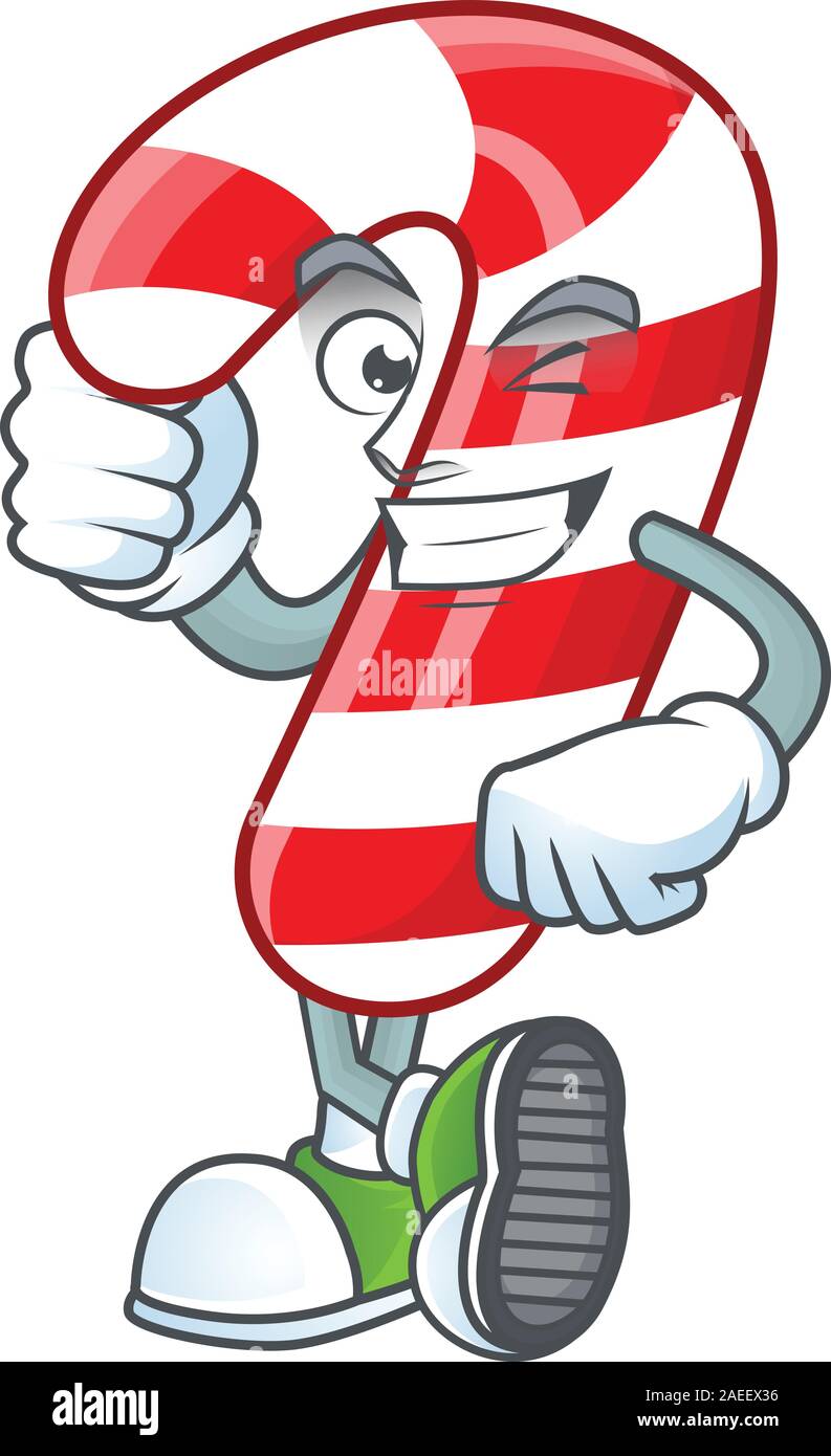 Picture of christmas candy cane making Thumbs up gesture Stock Vector ...