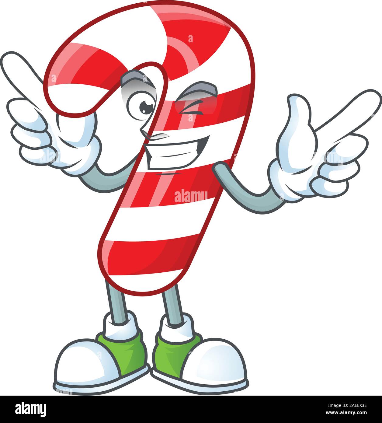 Funny christmas candy cane cartoon character style with Wink eye Stock ...