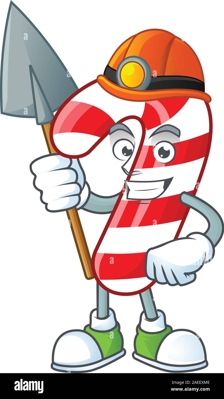 Cool Miner christmas candy cane cartoon mascot design style Stock ...