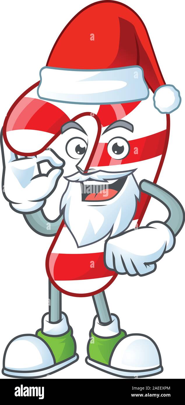 Christmas candy cane in Santa cartoon character design Stock Vector ...