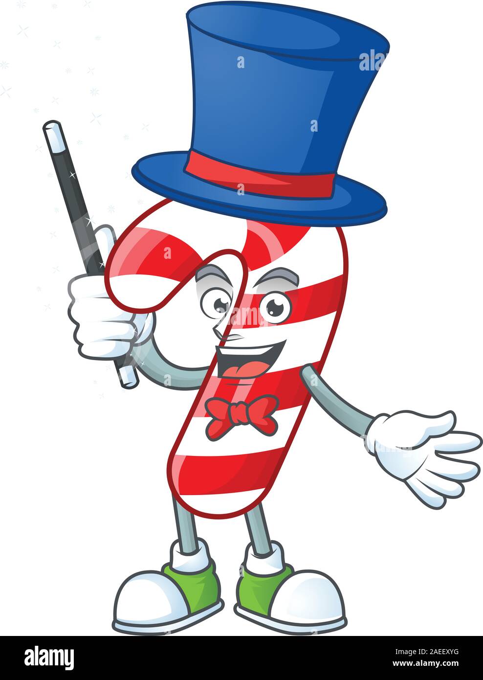 Cartoon character of christmas candy cane Magician style Stock Vector ...