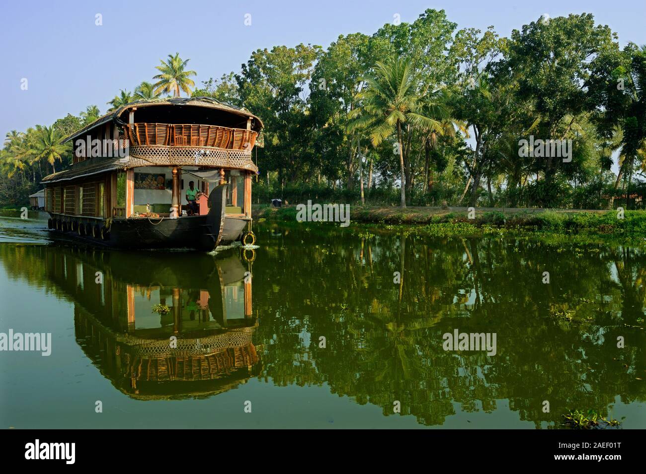 Houseboat or Kettuvallam plying, Vembanad lake, Kumarakom, Kottayam ...