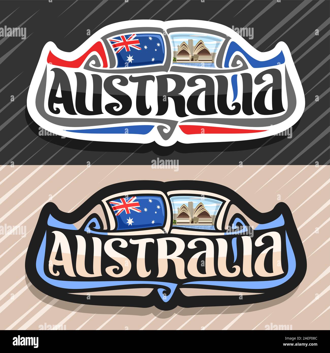 Vector logo for Australia country, fridge magnet with australian state ...