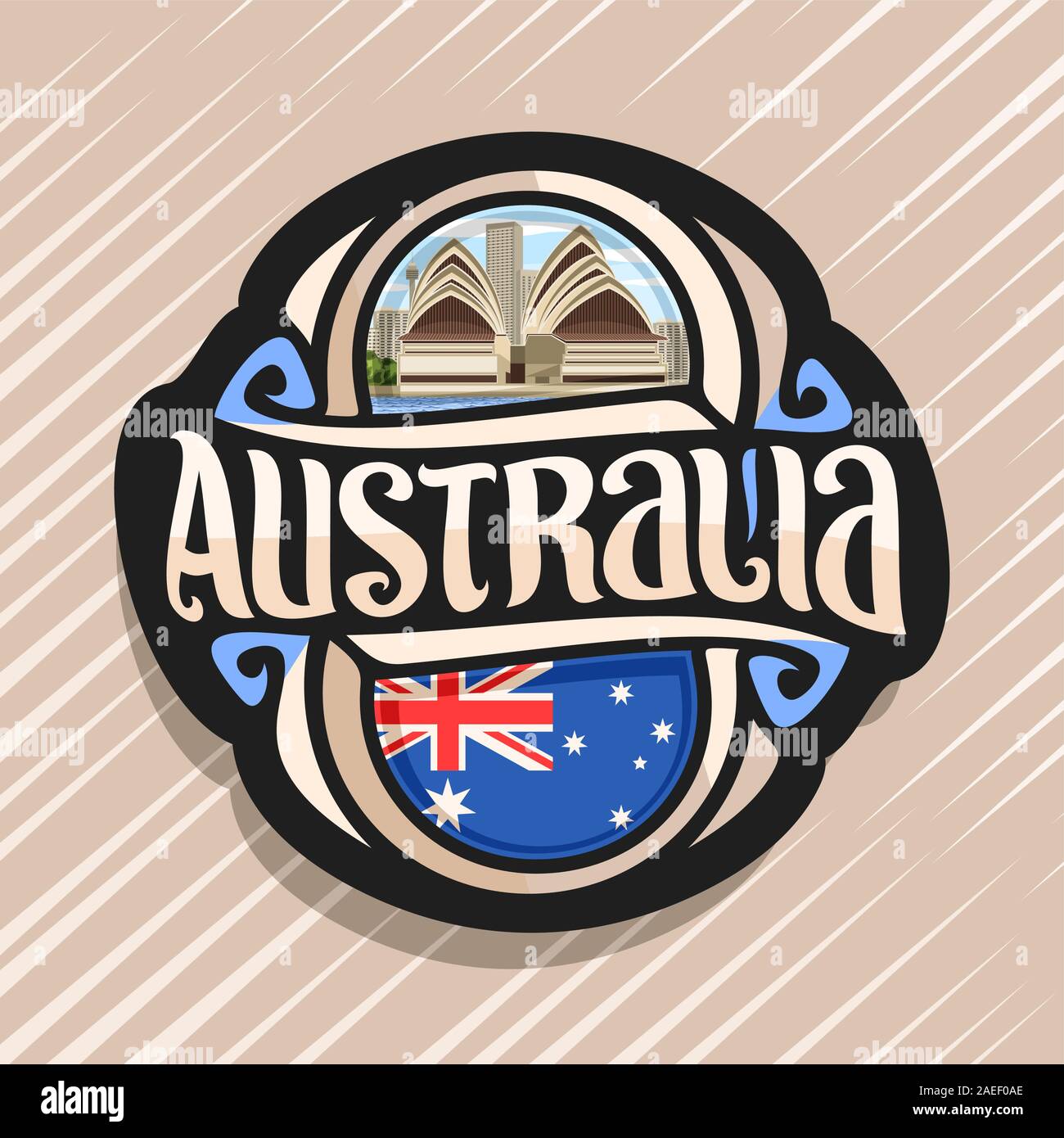 Vector logo for Australia country, fridge magnet with australian state ...
