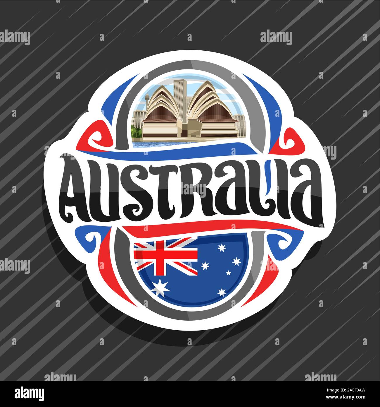 Vector logo for Australia country, fridge magnet with australian state ...