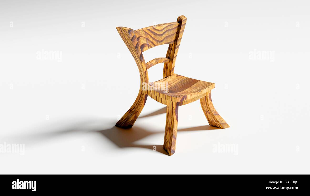 cute and quaint cartoonish wooden fairy chair, 3d rendering Stock Photo ...