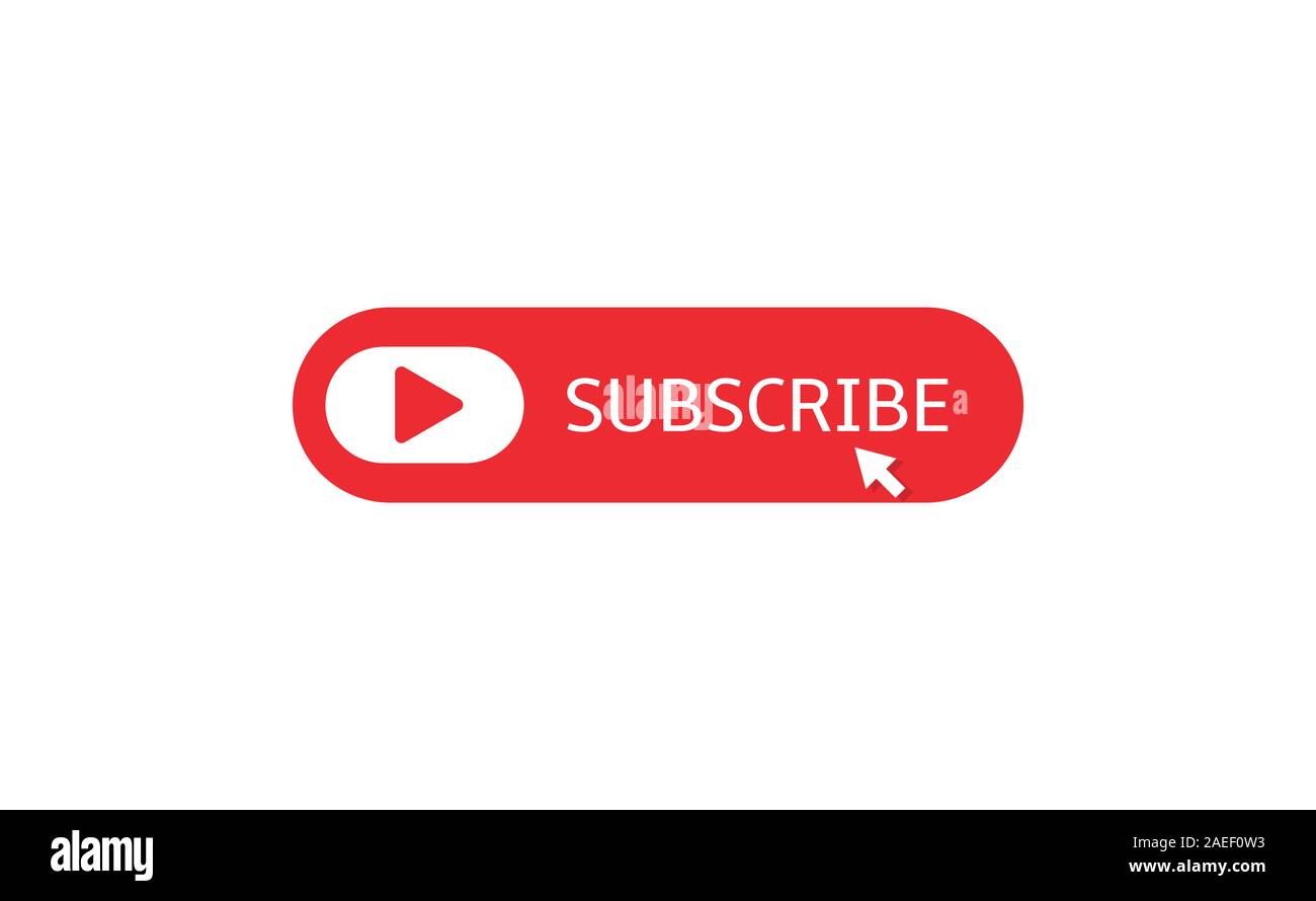 Subscribe banner template. Red Subscribe button with white play arrow ...
