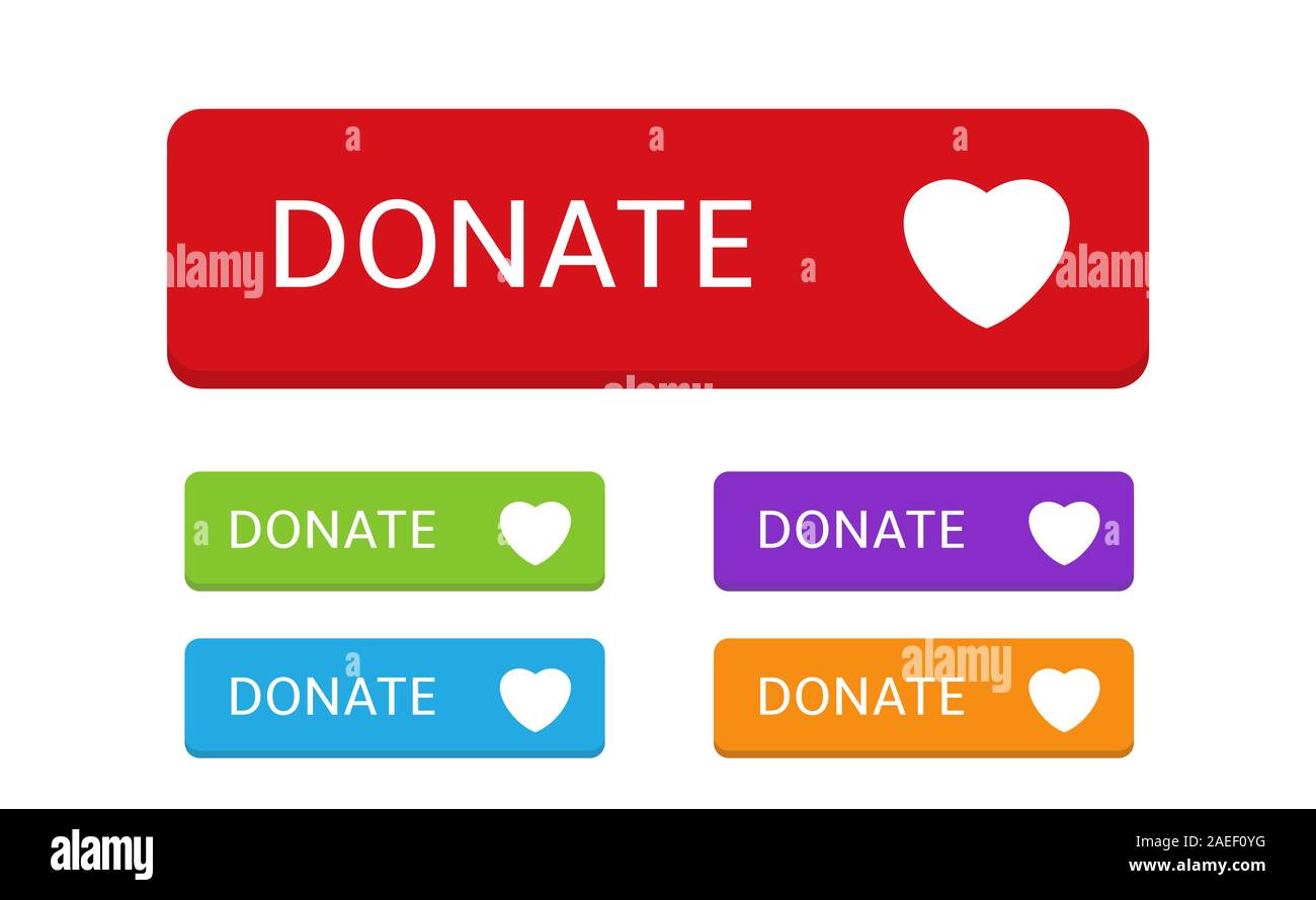 Donate buttons. Colored buttons with heart symbol for your website ...
