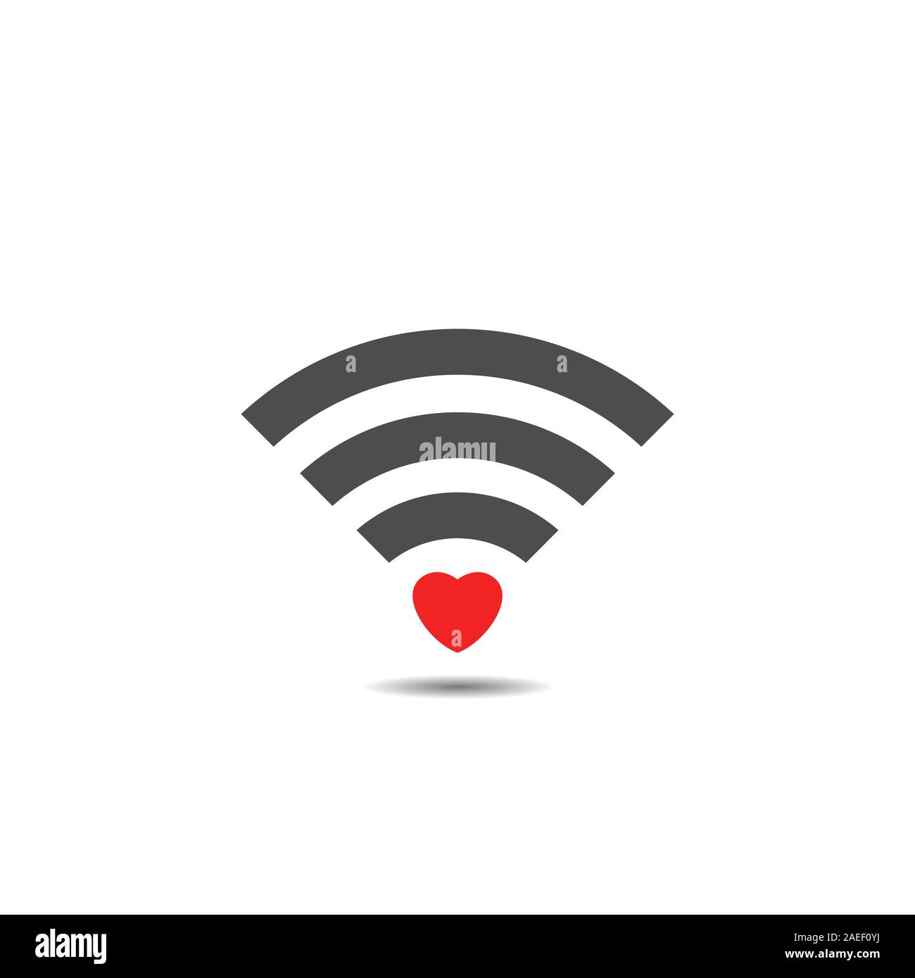 Wifi signal icon with red heart. Wireless technology sign, Vector Stock ...