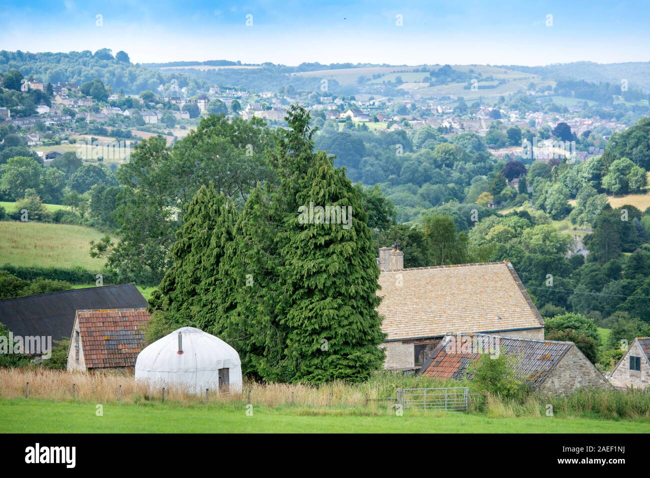 A barn conversion with a yurt near Stroud, Gloucestershire UK Stock ...