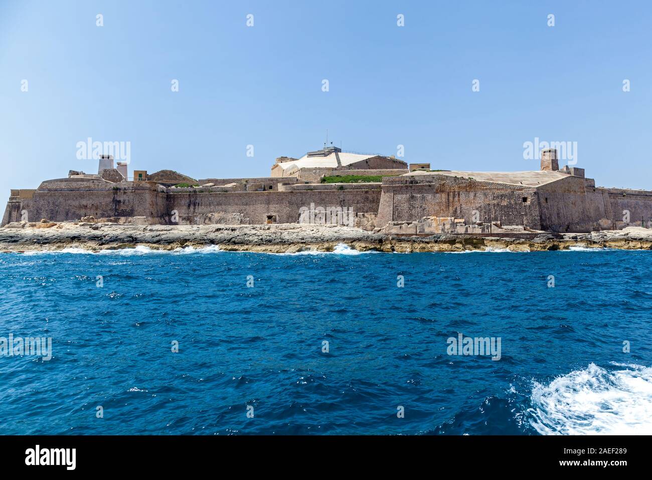 A beautiful view of a military fort building which rising above the sea ...