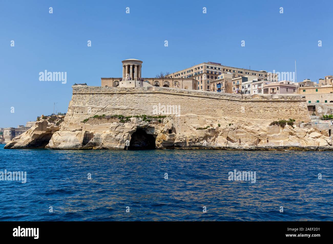 A beautiful view of a military fort building which rising above the sea ...