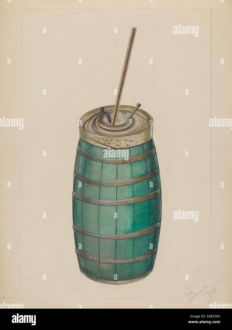 Artwork by Jay Katz from around 1937 titled Butter Churn, depicting a ...