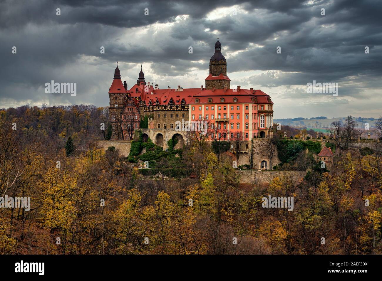 panoramic view of the Książ Castle Stock Photo - Alamy