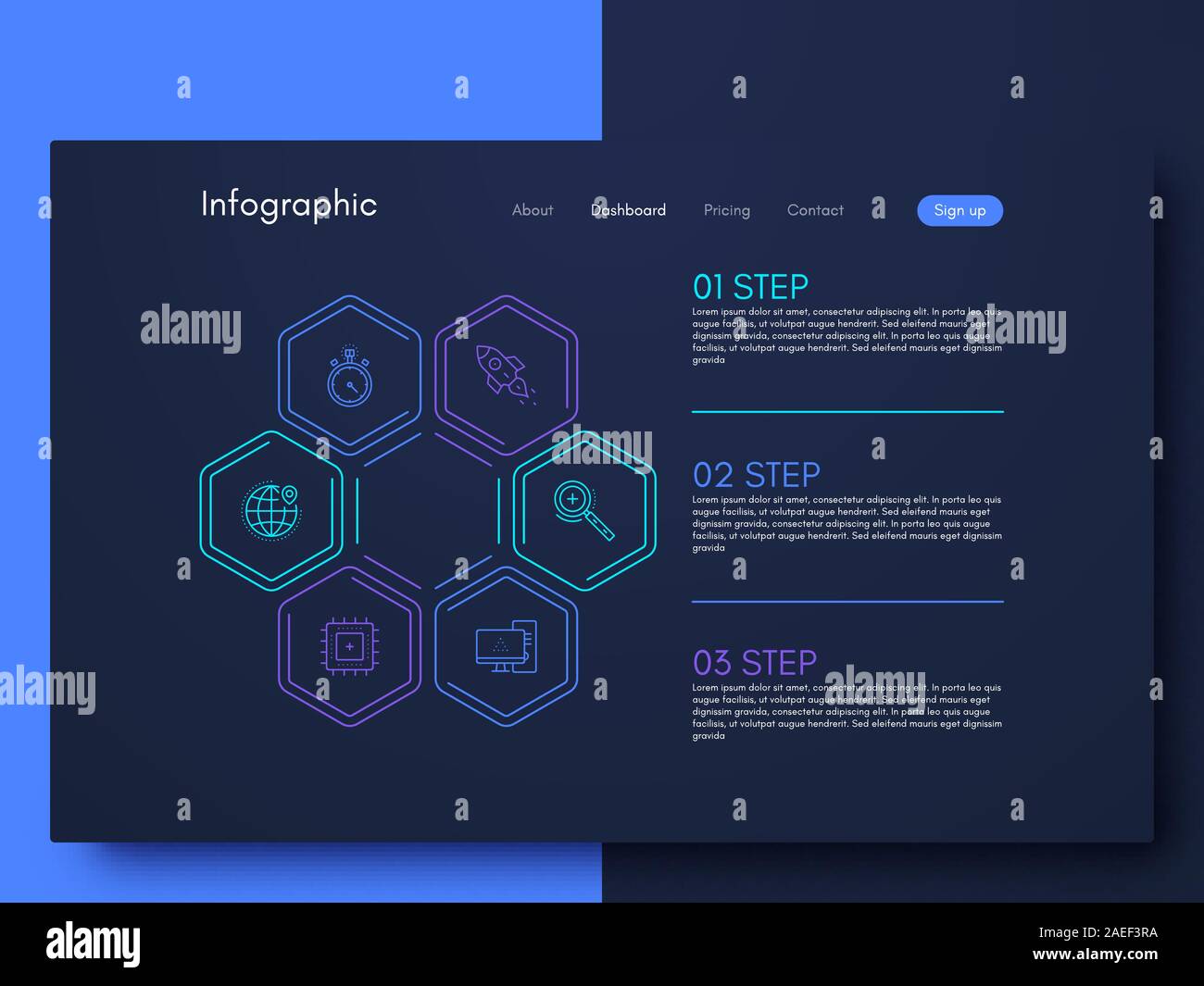 Vector graphics infographics with six options. Template for creating ...