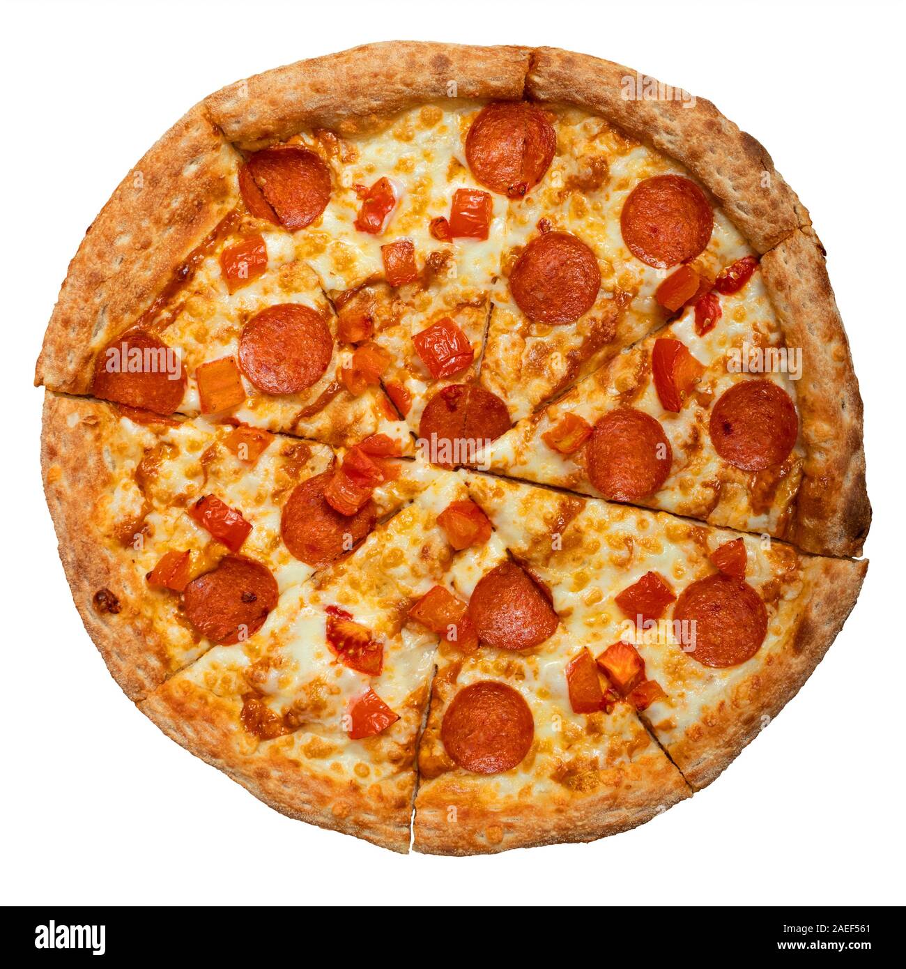 Tasty fresh pepperoni pizza on a white background Stock Photo - Alamy