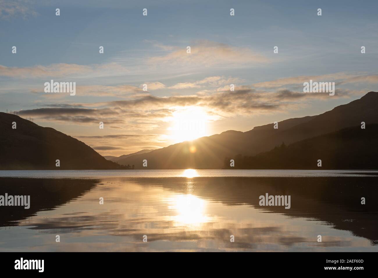 Sunset over Loch Long, Scotland Stock Photo - Alamy