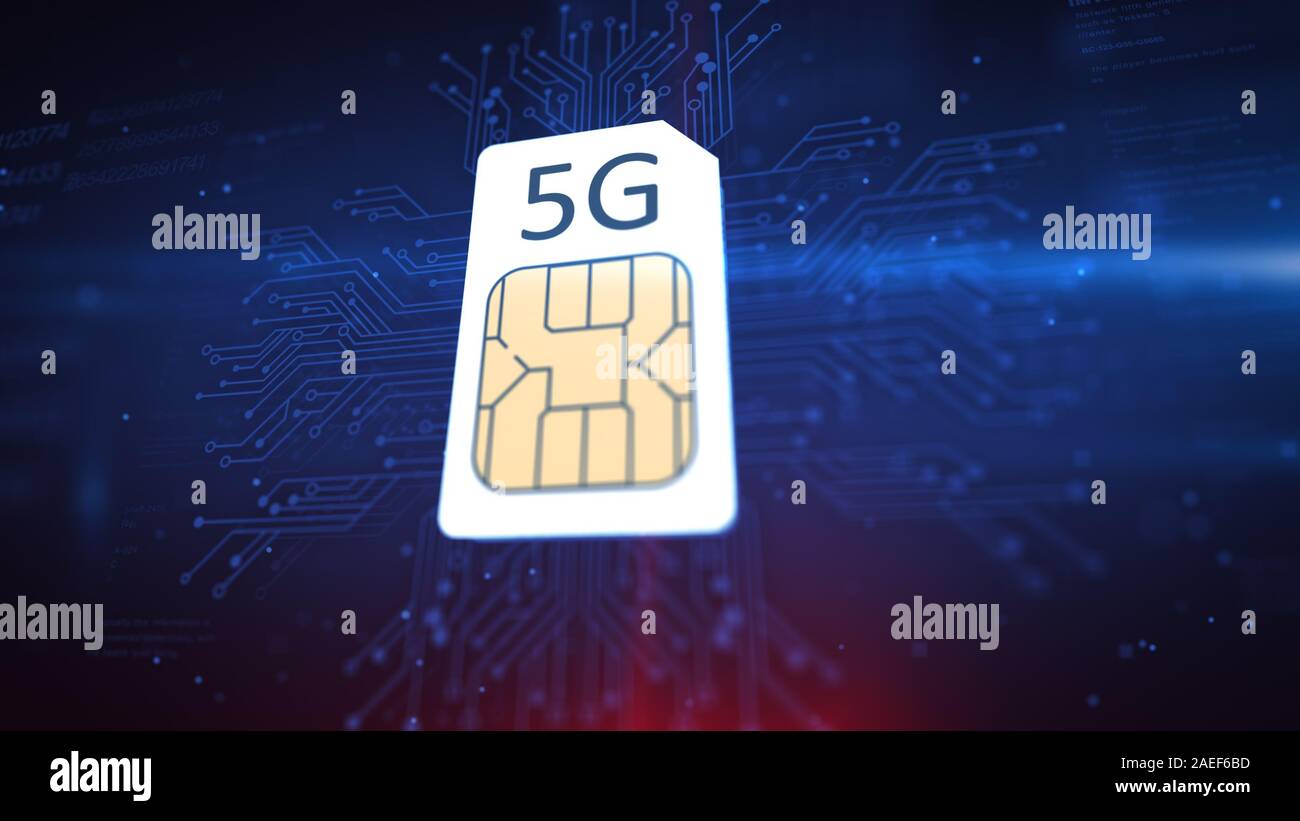 5G Sim card Concept on a Cyber Background. 5th generation of mobile ...