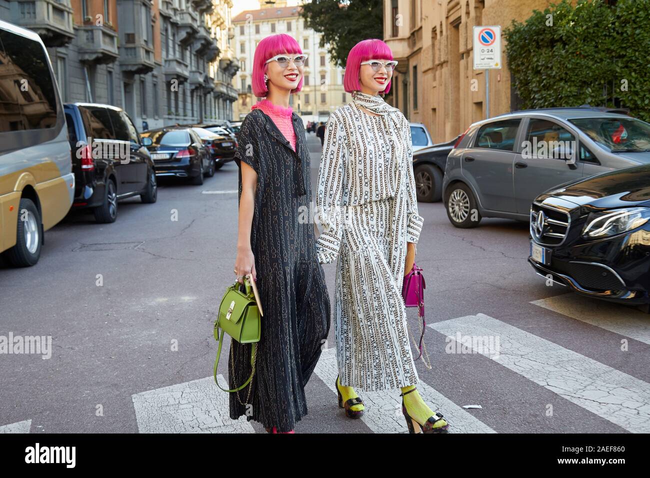 MILAN, ITALY - SEPTEMBER 21, 2019: Amiaya, Ami and Aya Suzuki before ...