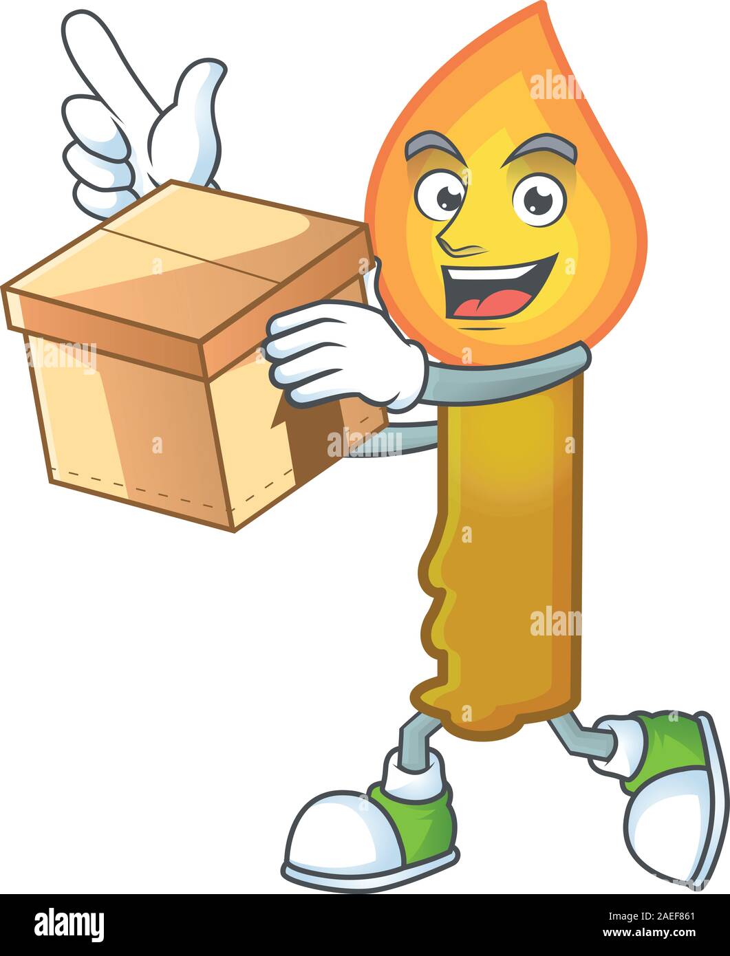 With box Super Funny gold candle cartoon character style Stock Vector ...