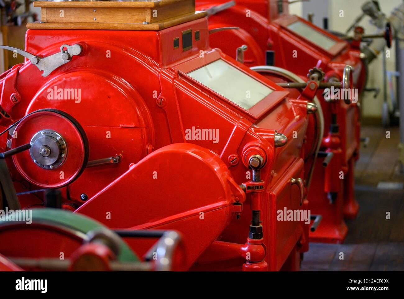 Red roller mills in a corn mill Stock Photo - Alamy