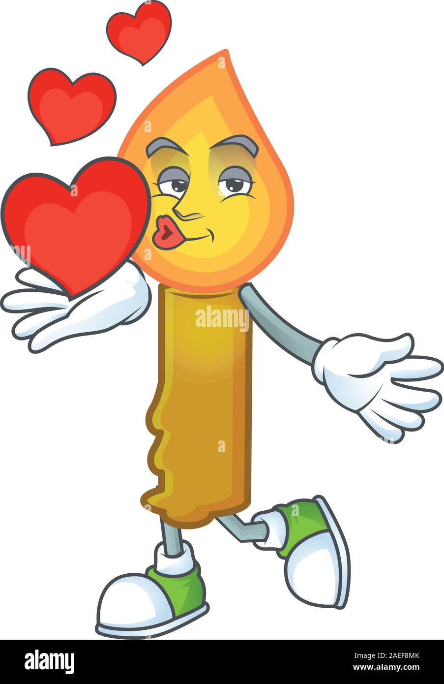 With heart gold candle cartoon character mascot style Stock Vector ...