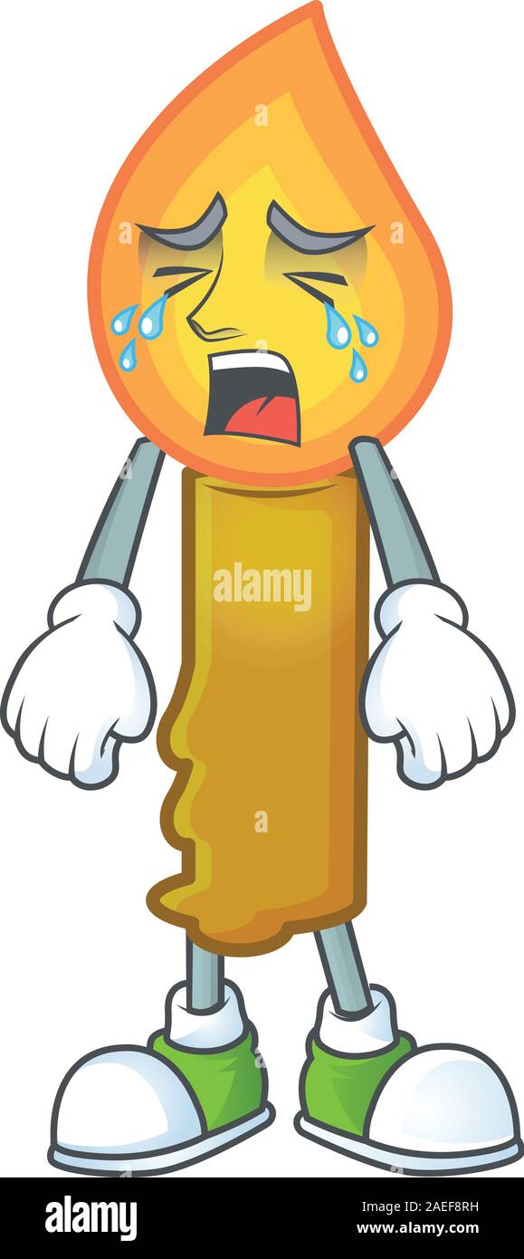 Sad Crying gold candle cartoon character design style Stock Vector ...
