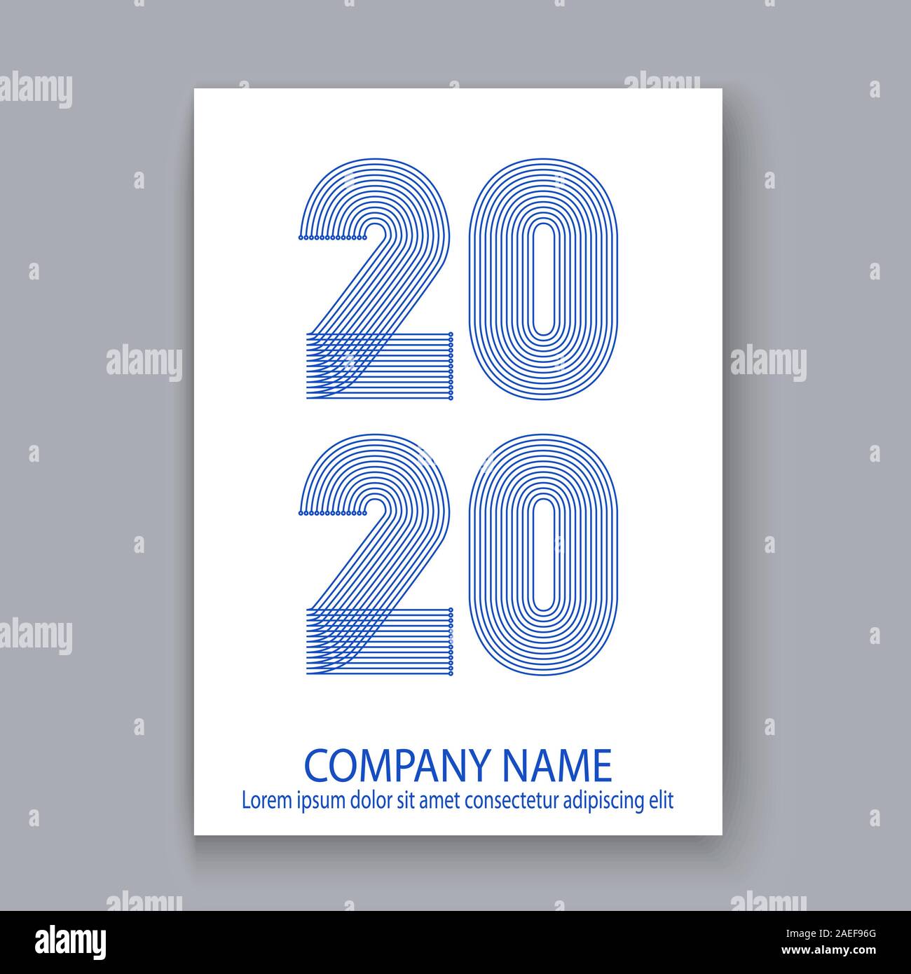 Cover Annual Report numbers 2020 in thin lines. Year 2020 text design ...