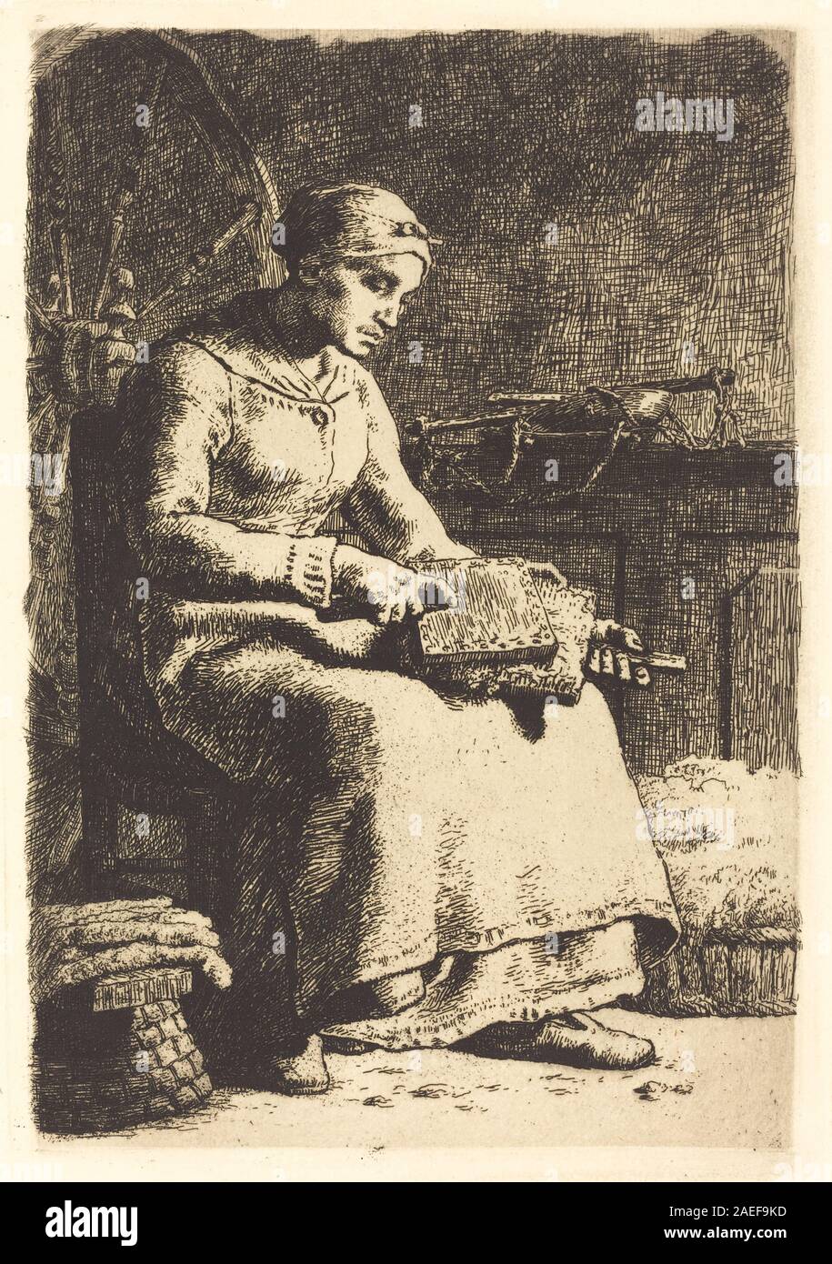 Jean-François Millet, The Wool Carder (La cardeuse) The Wool Carder (La ...
