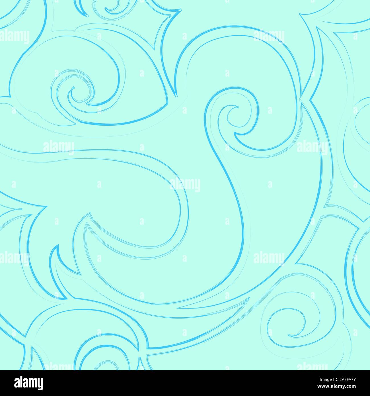 Seamless turquoise vector pattern of spirals and waves. The texture in ...
