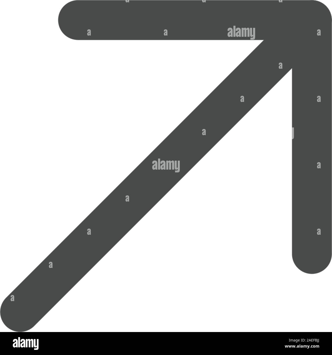 Simple Arrow cursor in black color Pointing up 45 degrees. vector ...