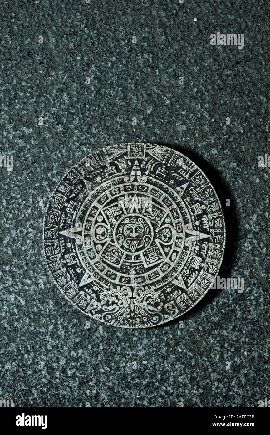 Aztec calendar engraved in stone, replica Stock Photo - Alamy