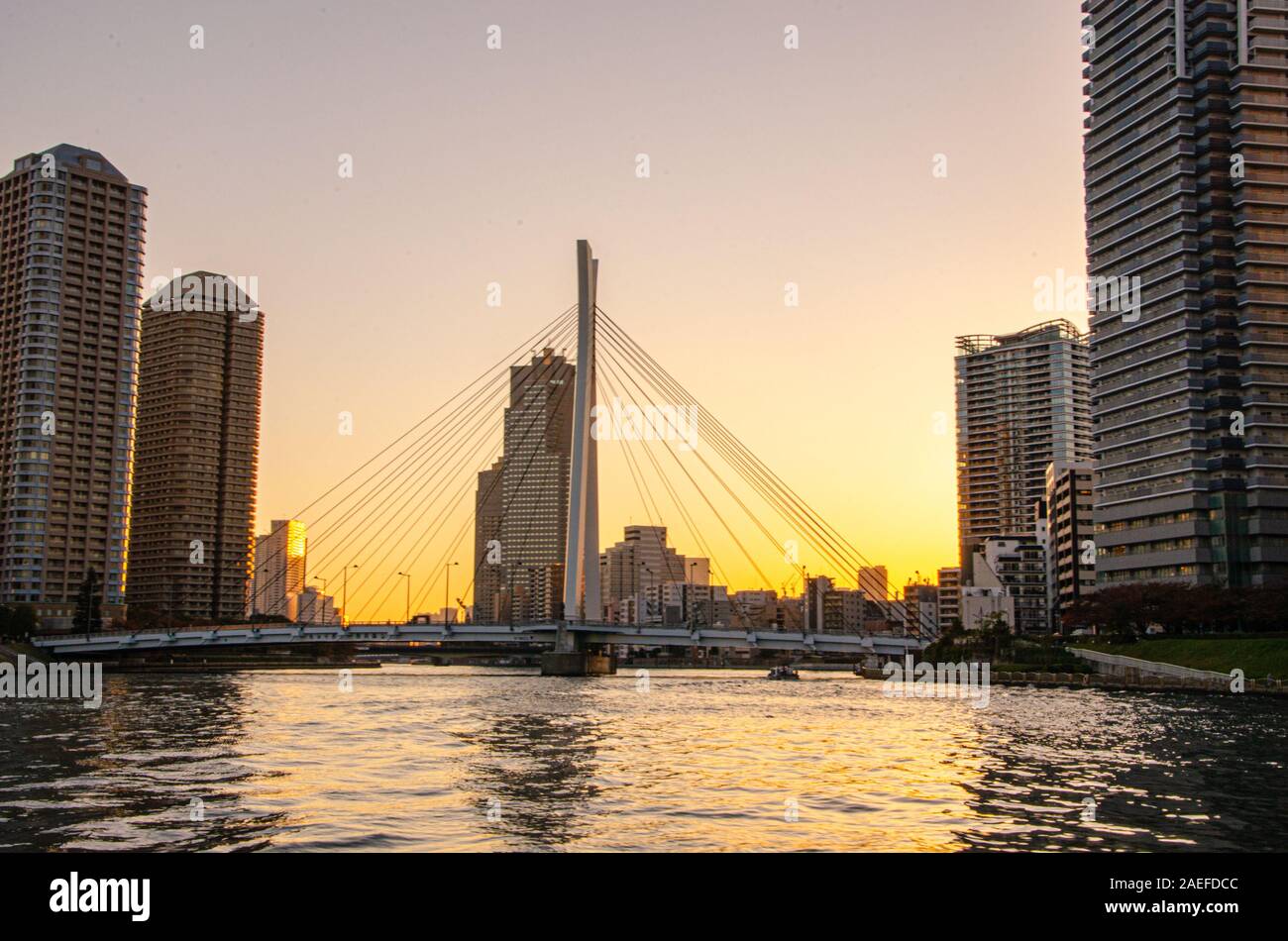 Sunset in Tokyo River, Japan Stock Photo - Alamy