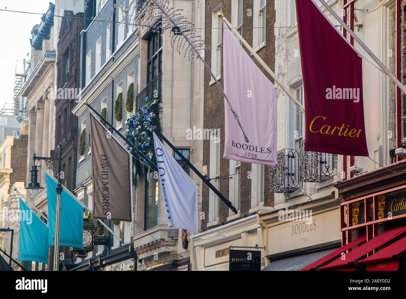 Designer flags in Bond Street Stock Photo - Alamy