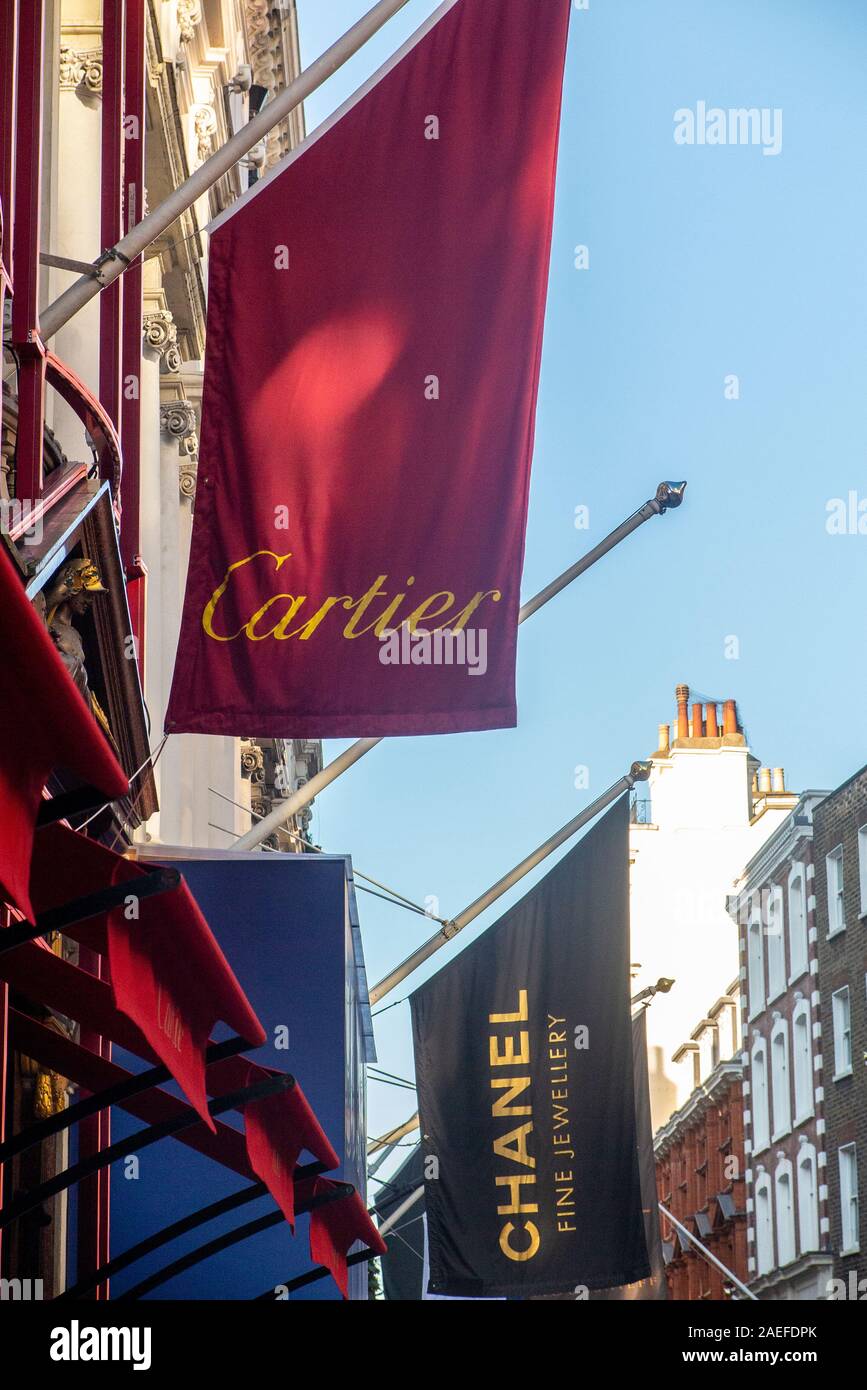 Designer flags in Bond Street Stock Photo - Alamy