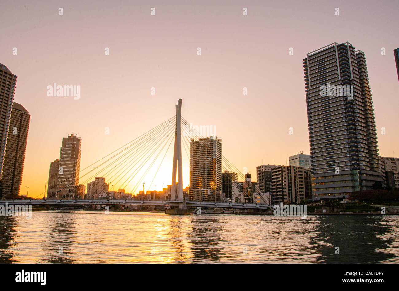 Sunset in Tokyo River, Japan Stock Photo - Alamy