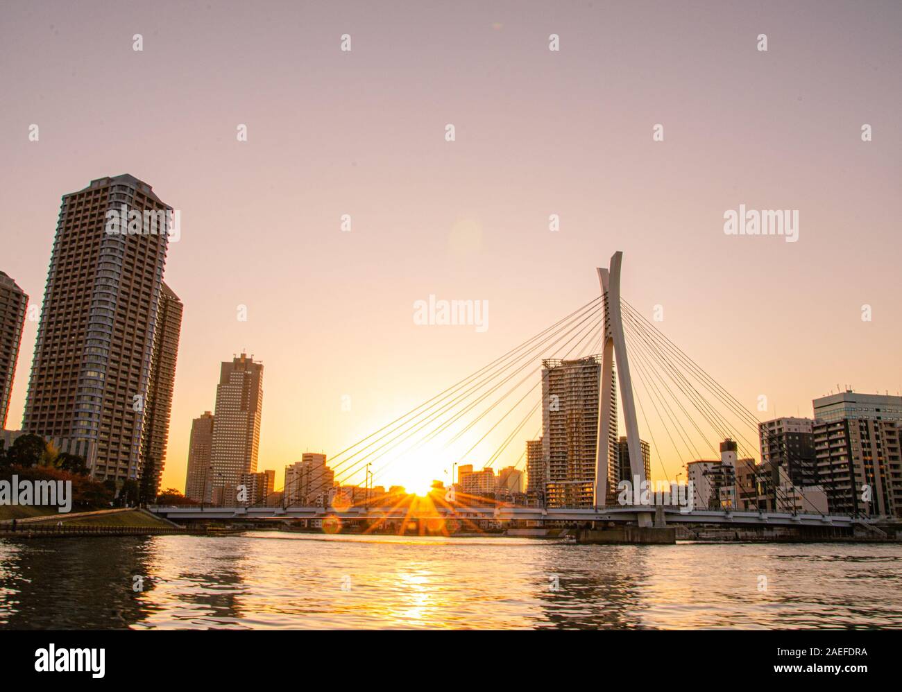 Sunset in Tokyo River, Japan Stock Photo - Alamy