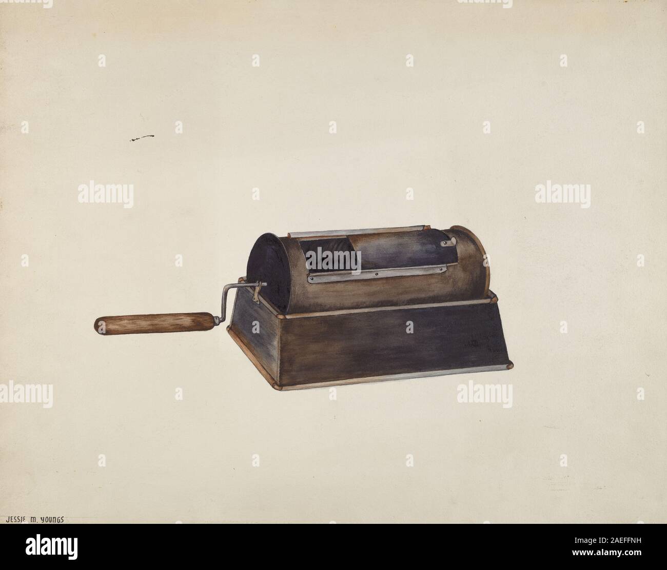 Jessie M. Youngs’ circa 1940 'Coffee Roaster' depicts a mechanical or ...