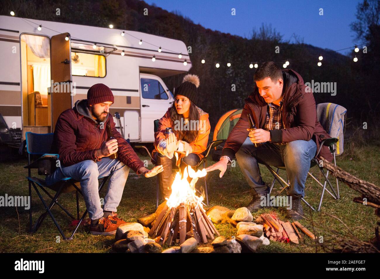 Camper van camp fire hi-res stock photography and images - Alamy