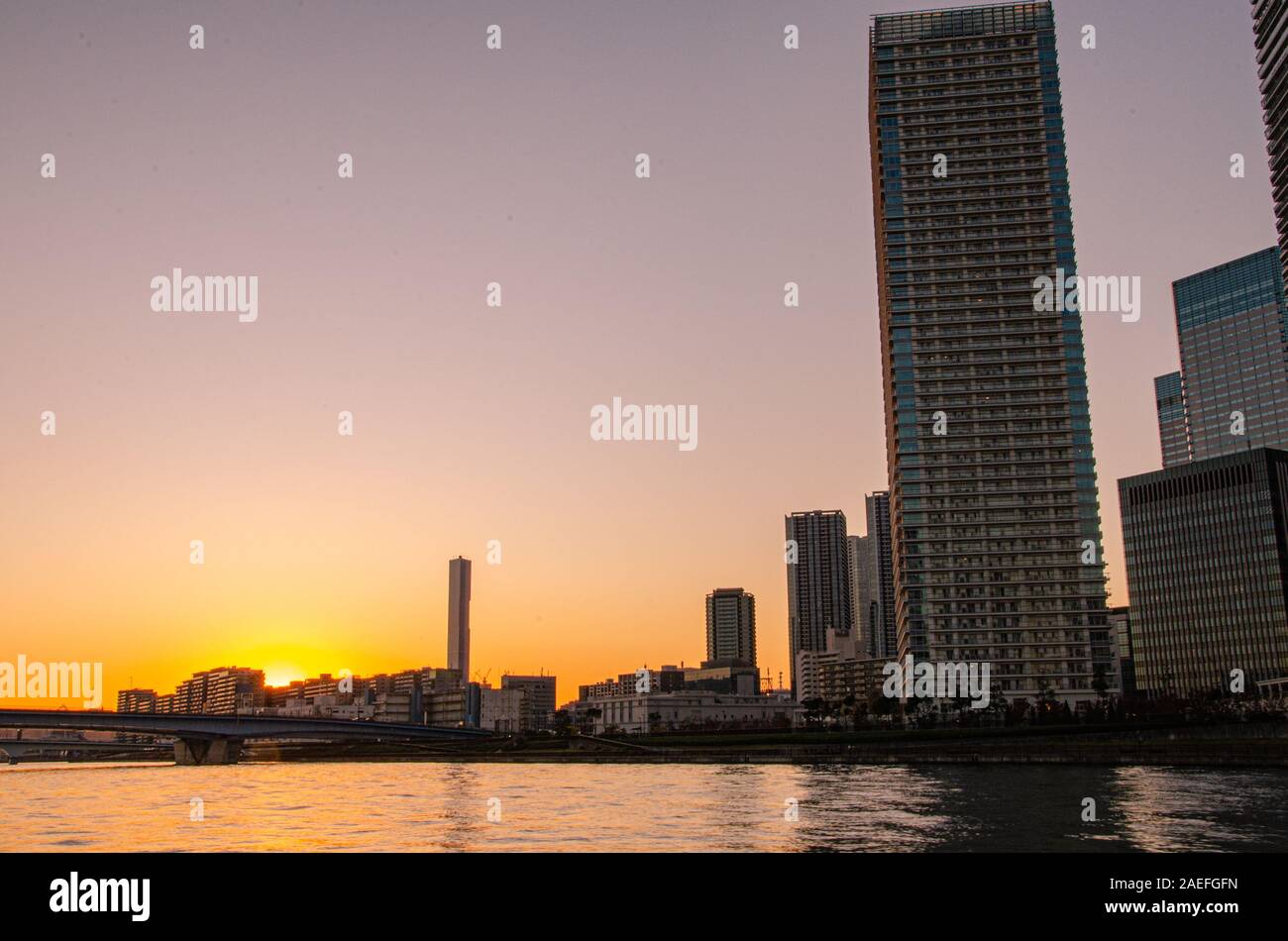 Sunset in Tokyo River, Japan Stock Photo - Alamy