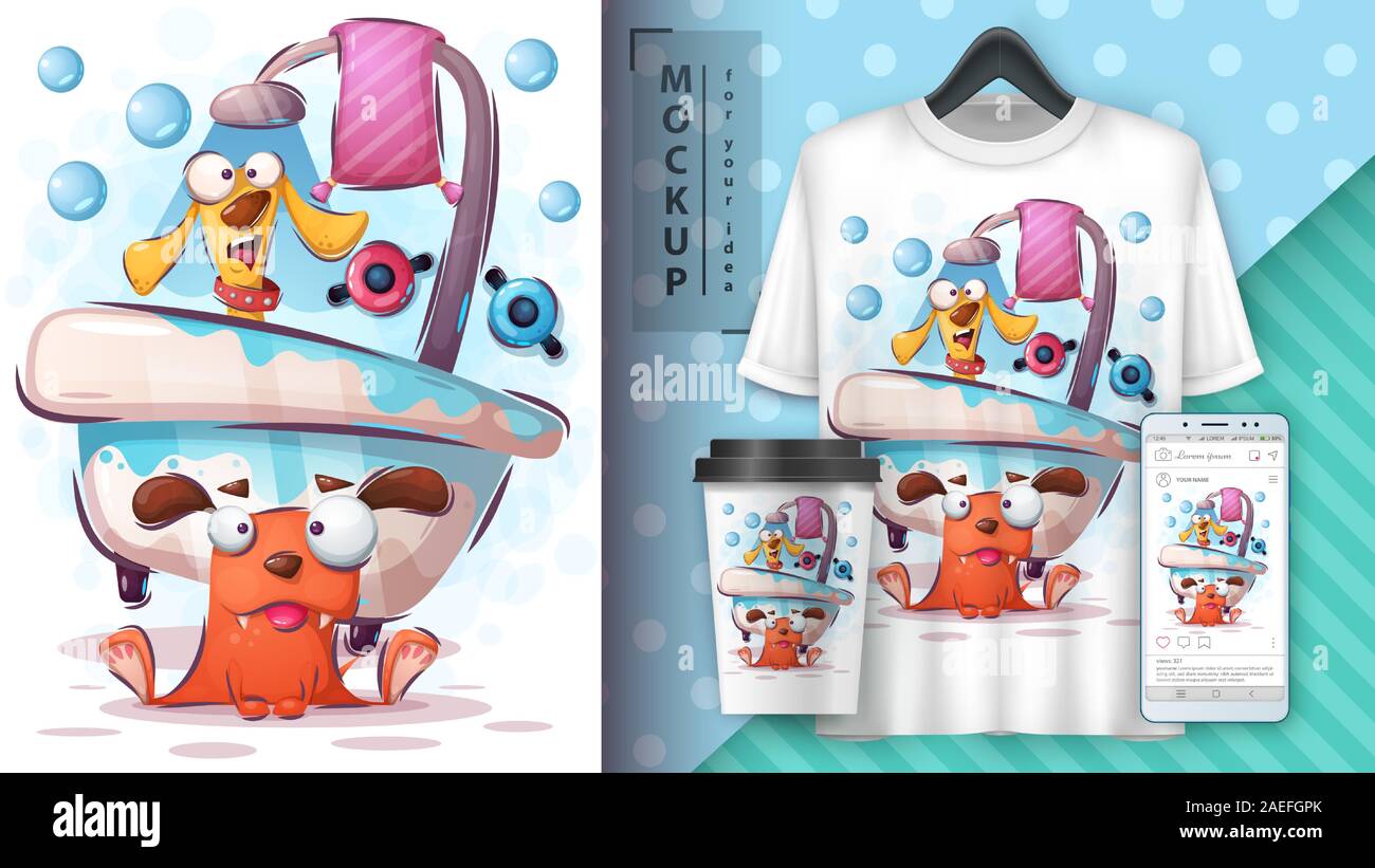 Cartoon dog bath hi-res stock photography and images - Alamy