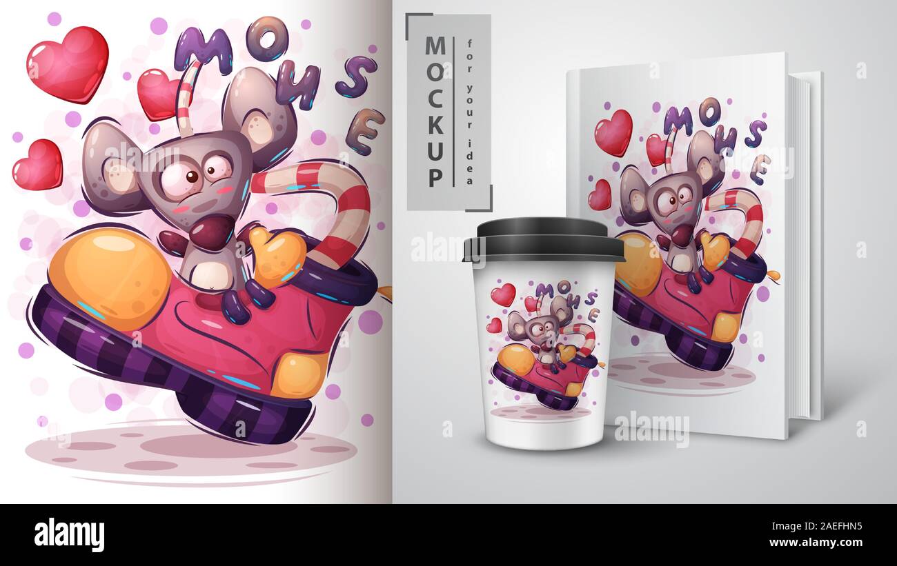 Happy animal mouse poster and merchandising Stock Vector Image & Art ...