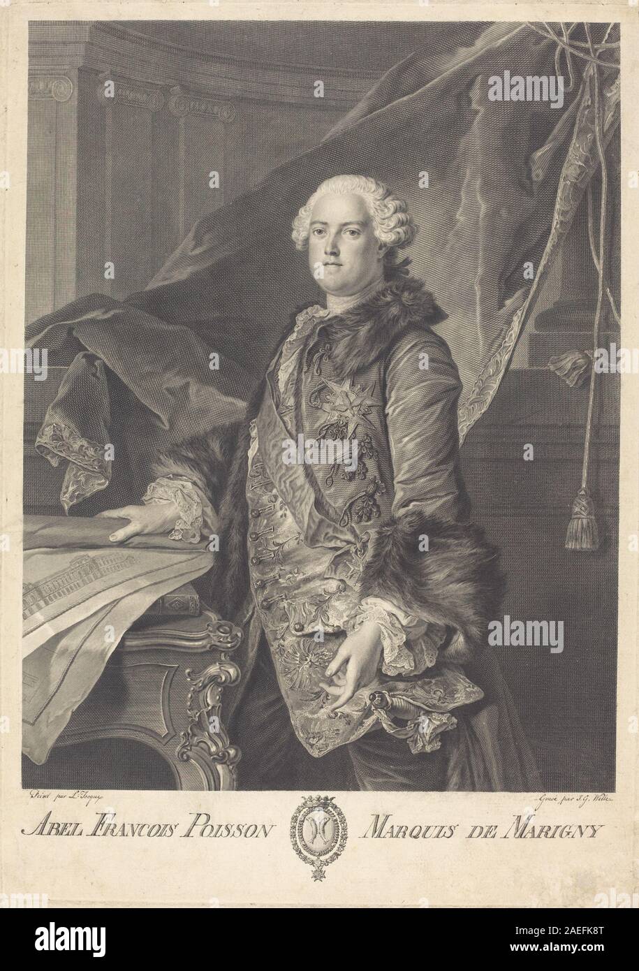 A portrait engraving by Johann Georg Wille after Louis Tocqué depicting ...