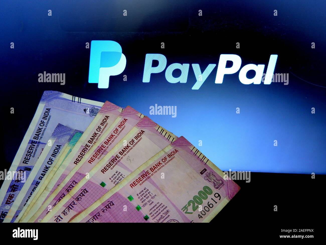 In this photo illustration Indian Currency Note of Rupees Two thousand ...