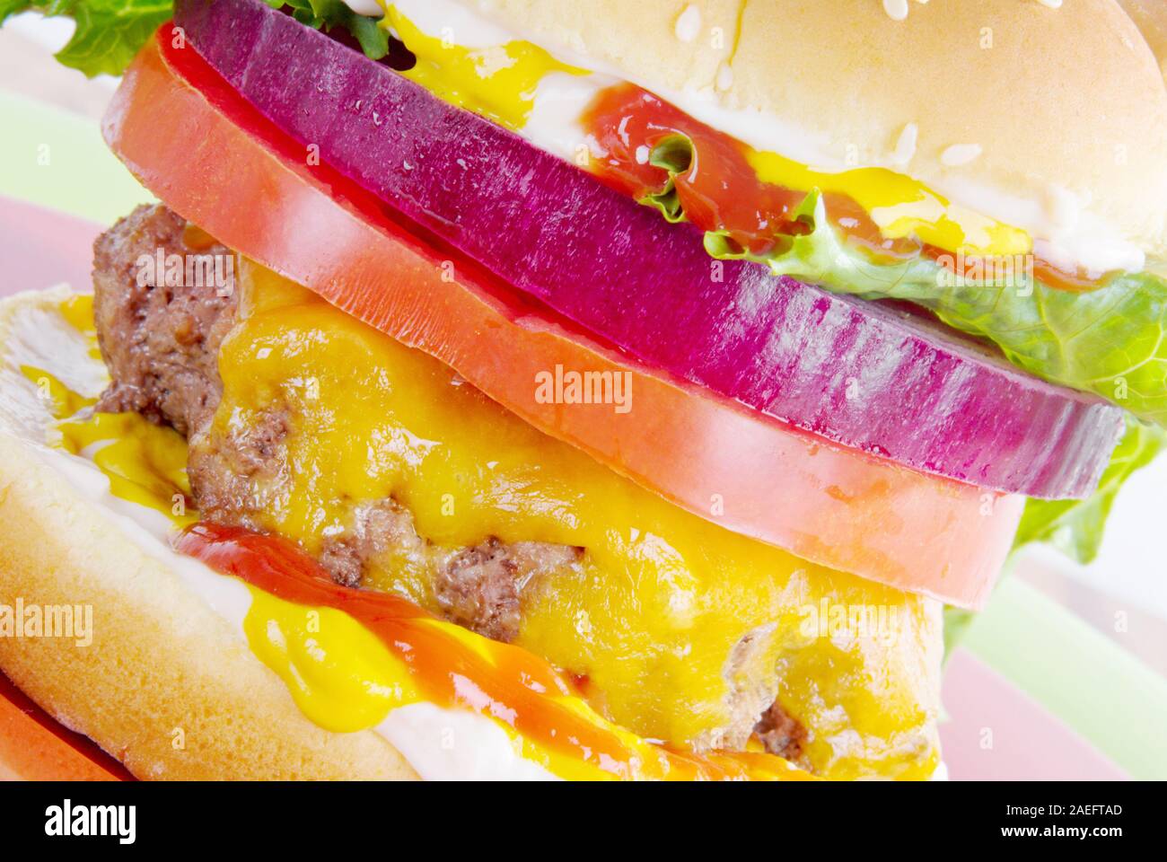 homemade hamburger made with ground beef and melted cheese. The classic ...