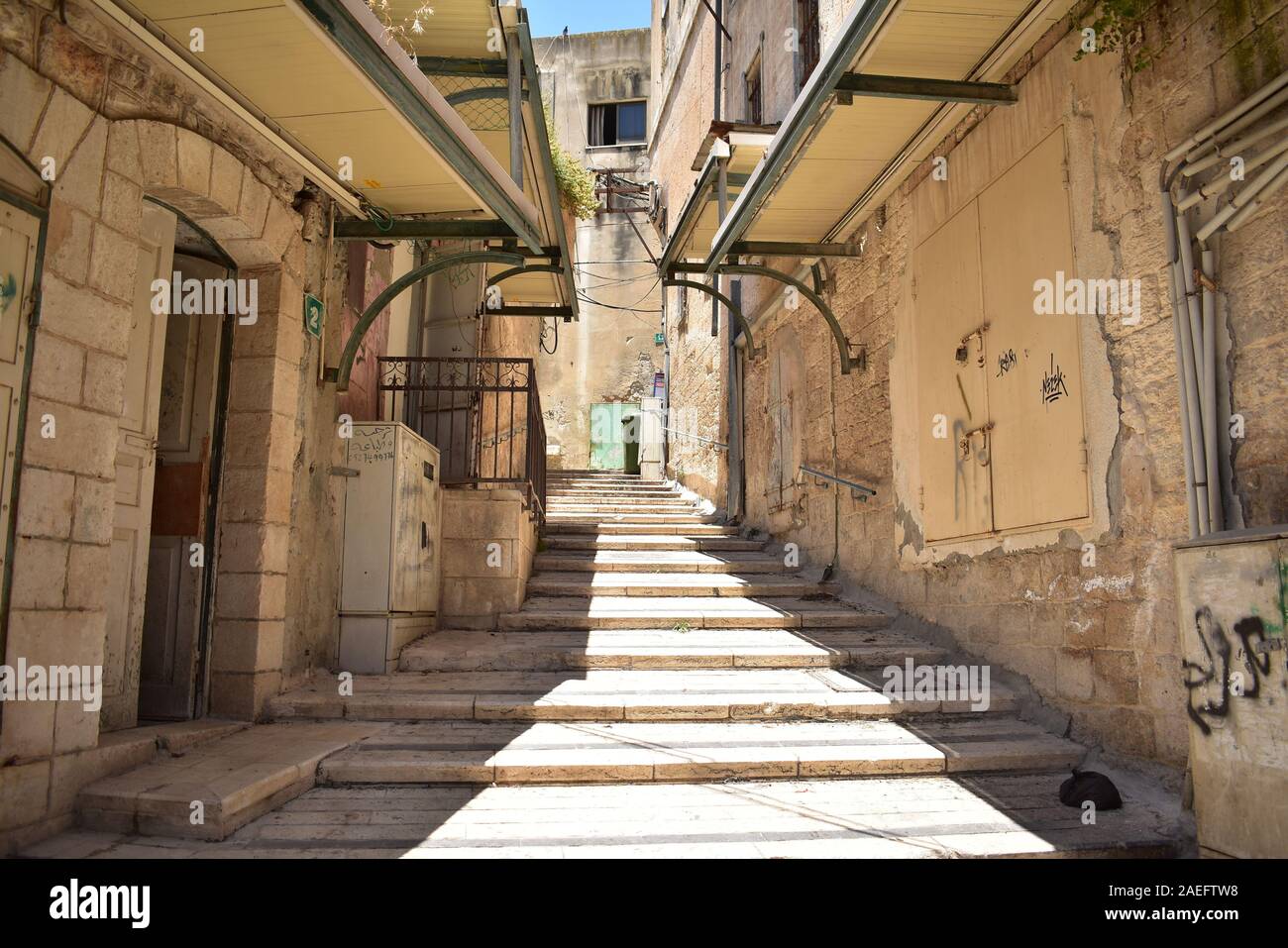 Street view of Nazareth Old City on a sunny day in June 2019 Stock ...